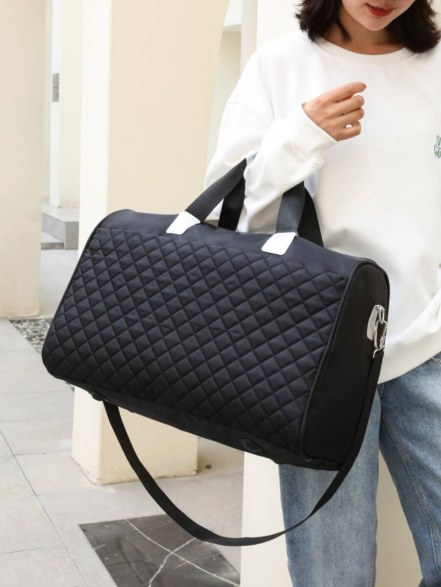 Quilted Pattern Travel Bag Double Handle For Weekend Travel, Large ...