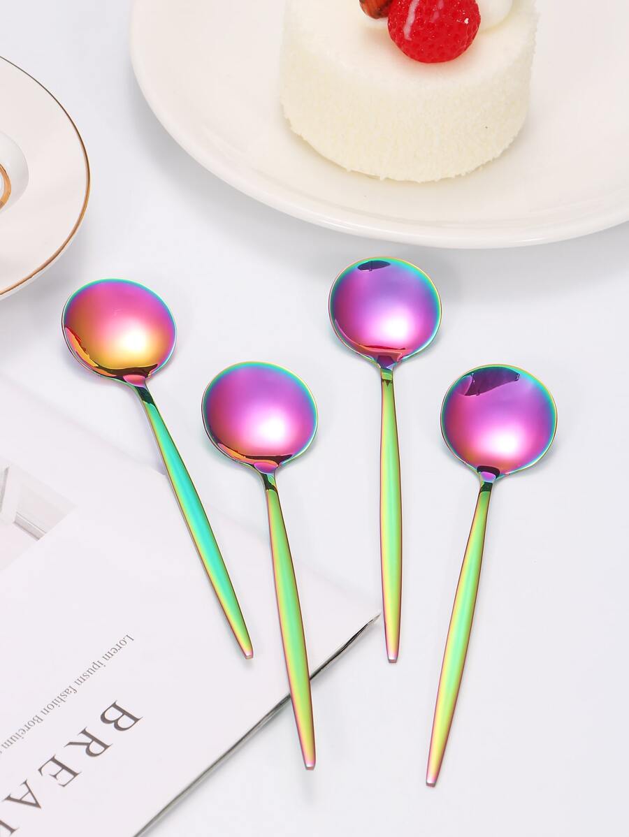 12pcs/set 5.27 Inch Stainless Steel Spoon, Classic Holographic Mini ...