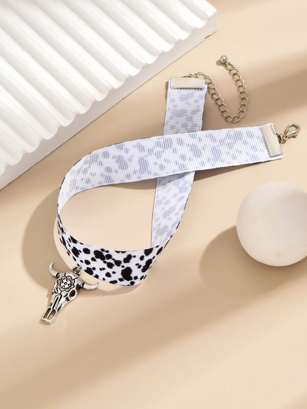Cow Pattern Cattle Head Charm Choker | SHEIN USA