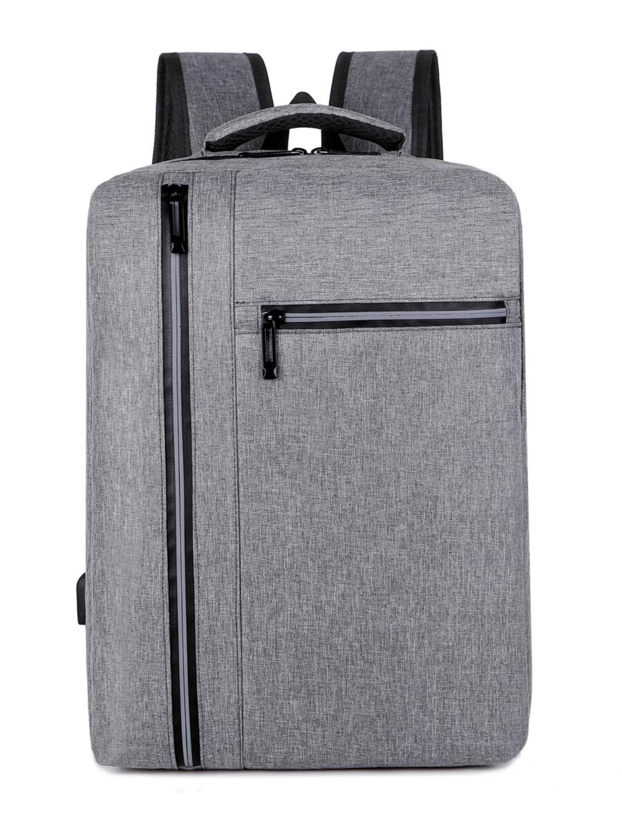 Gray Laptop Backpack With USB Charging Port Design Business College ...