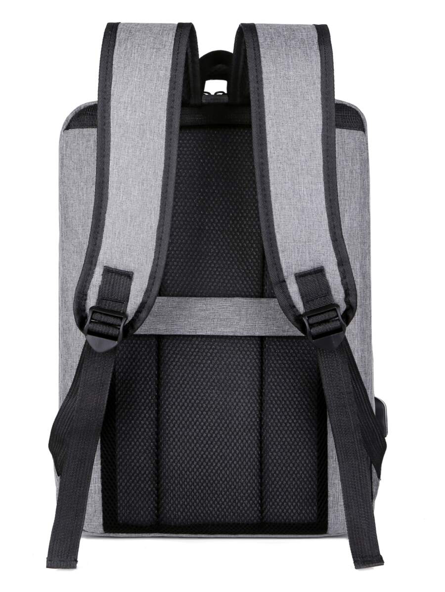 Gray Laptop Backpack With USB Charging Port Design Business College ...