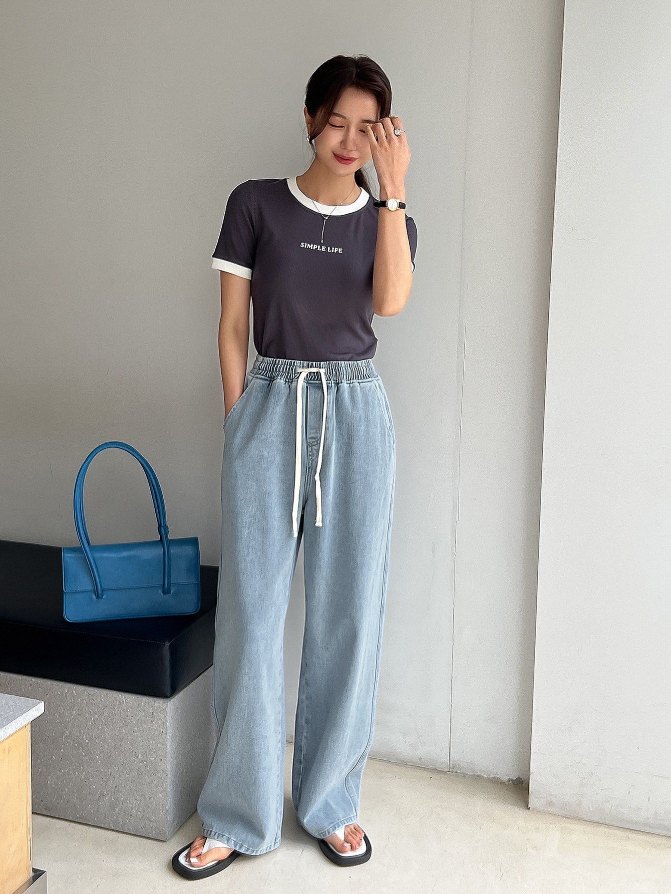 DAZY Drawstring Waist Wide Leg Jeans | SHEIN USA