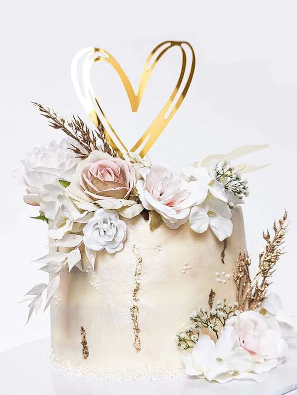 1pc PMMA Cake Topper, Modern Heart Shaped Cake Top Decoration For Party ...