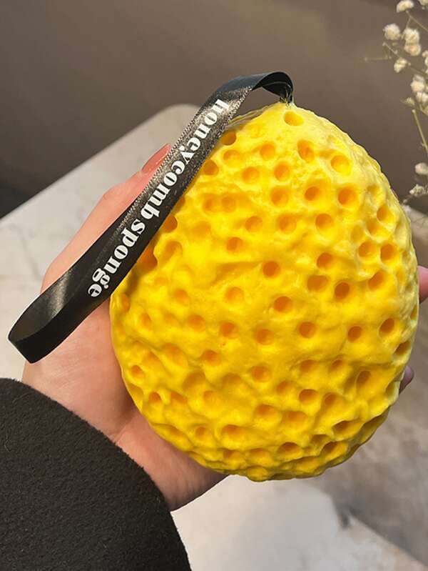 1pc Synthetic Rubber Bath Foaming Ball, Minimalist Yellow Loofah For ...
