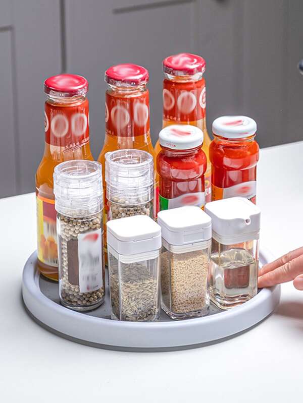 1pc PP Spice Rack, Multifunction Rotatable Kitchen Storage Rack For ...