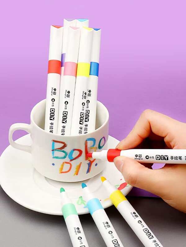24pcs Mixed Color Marker Pen, Simple Multi-purpose Permanent Marker For ...