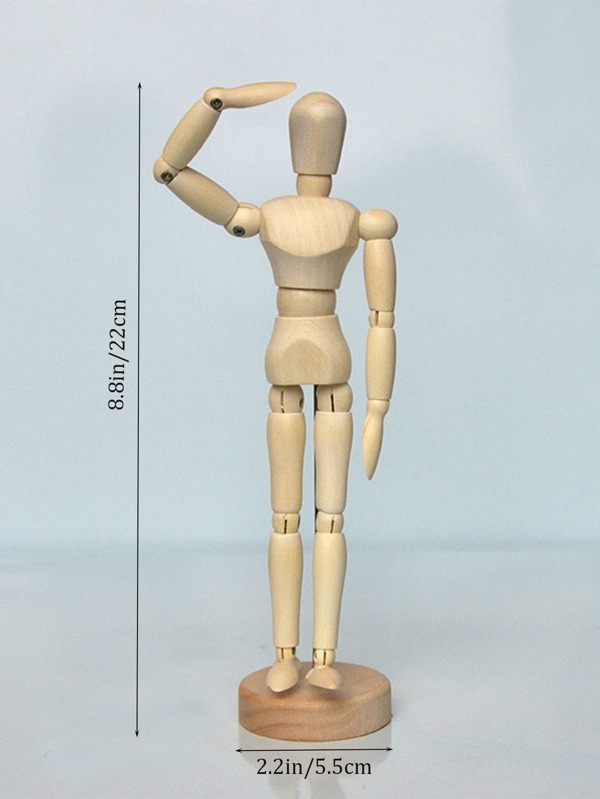 1pc Humanoid Puppet With Wooden Base,Creative Solid Decoration Craft ...