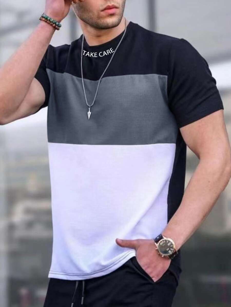 Manfinity Homme Men T-Shirts Fit Crew Neck Short Sleeve Slogan Tee Casual, Manfinity Hupemode ...