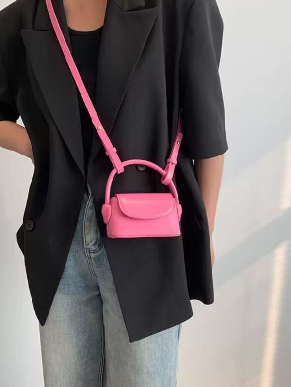 Mini Neon Pink Square Bag for Women | SHEIN USA