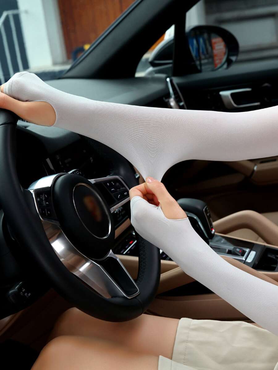 2pcs Solid Sun-protection Arm Sleeve, Car Sun Shade | SHEIN USA