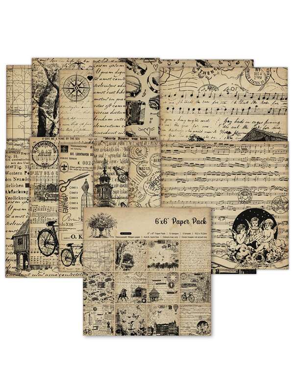12pcs Newspaper Pattern Material Paper | SHEIN USA