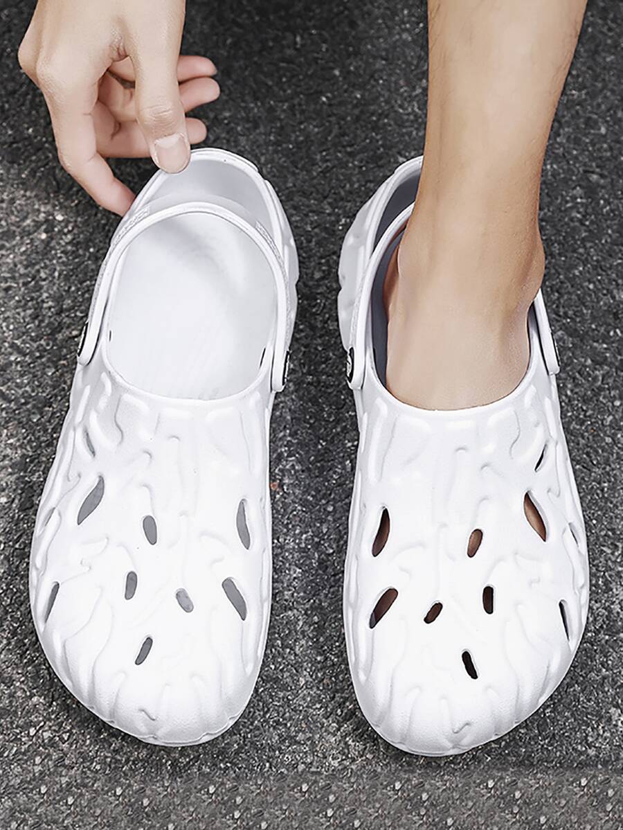 Cool White Vented Clogs For Men, Two Way Wear Hollow Out EVA Clogs ...