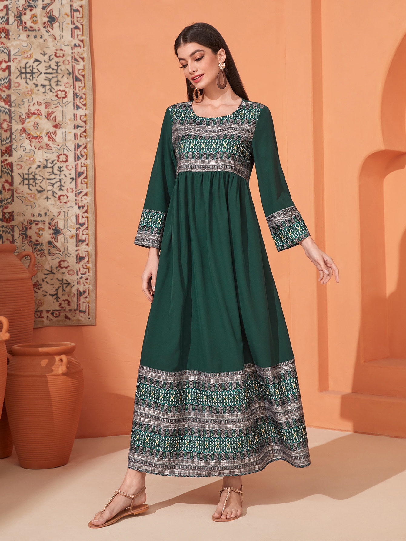 SHEIN Najma Graphic Print Smock Dress | SHEIN USA