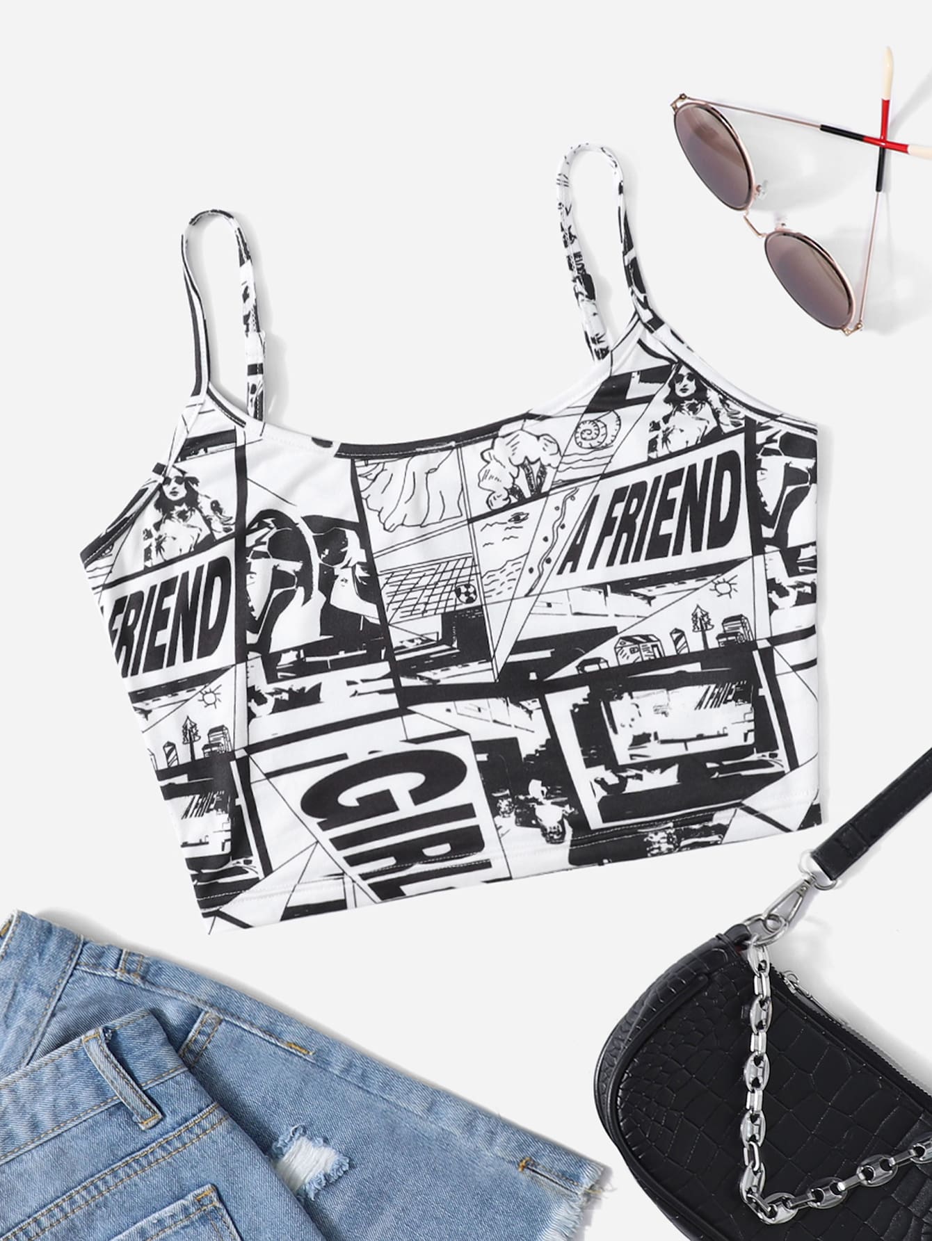 SHEIN ICON 90s Letter & Cartoon Graphic Cami Top | SHEIN USA