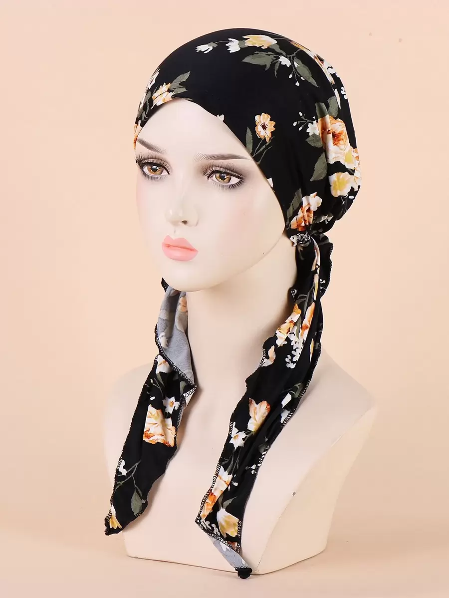 Floral Print Long Tail Head Wrap Boho Silk Bonnet Satin Bonnet | SHEIN USA
