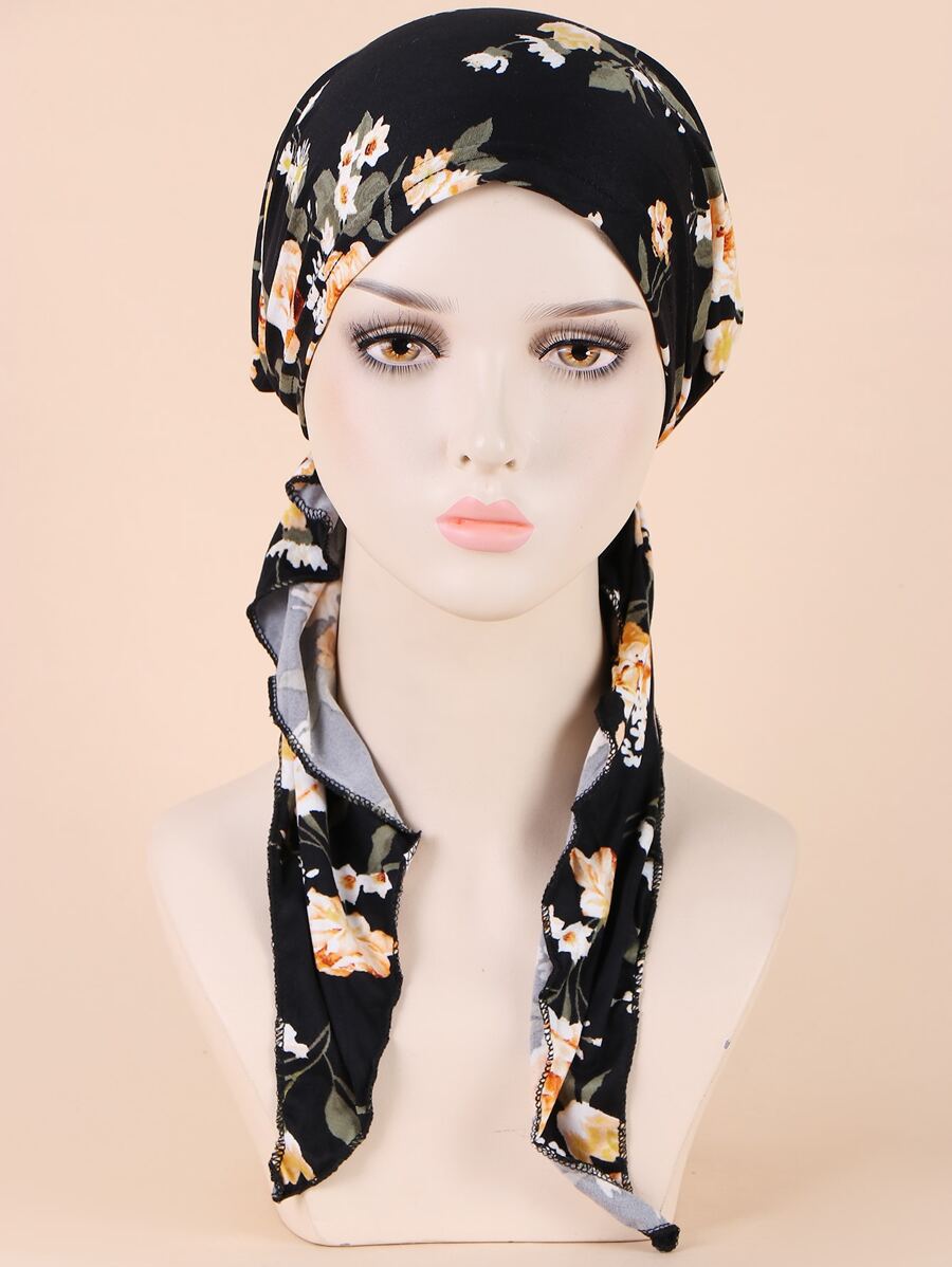 Floral Print Long Tail Head Wrap Boho Silk Bonnet Satin Bonnet | SHEIN USA