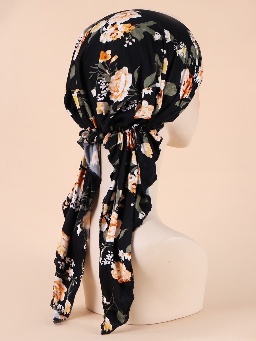 Floral Print Long Tail Head Wrap Boho Silk Bonnet Satin Bonnet | SHEIN USA