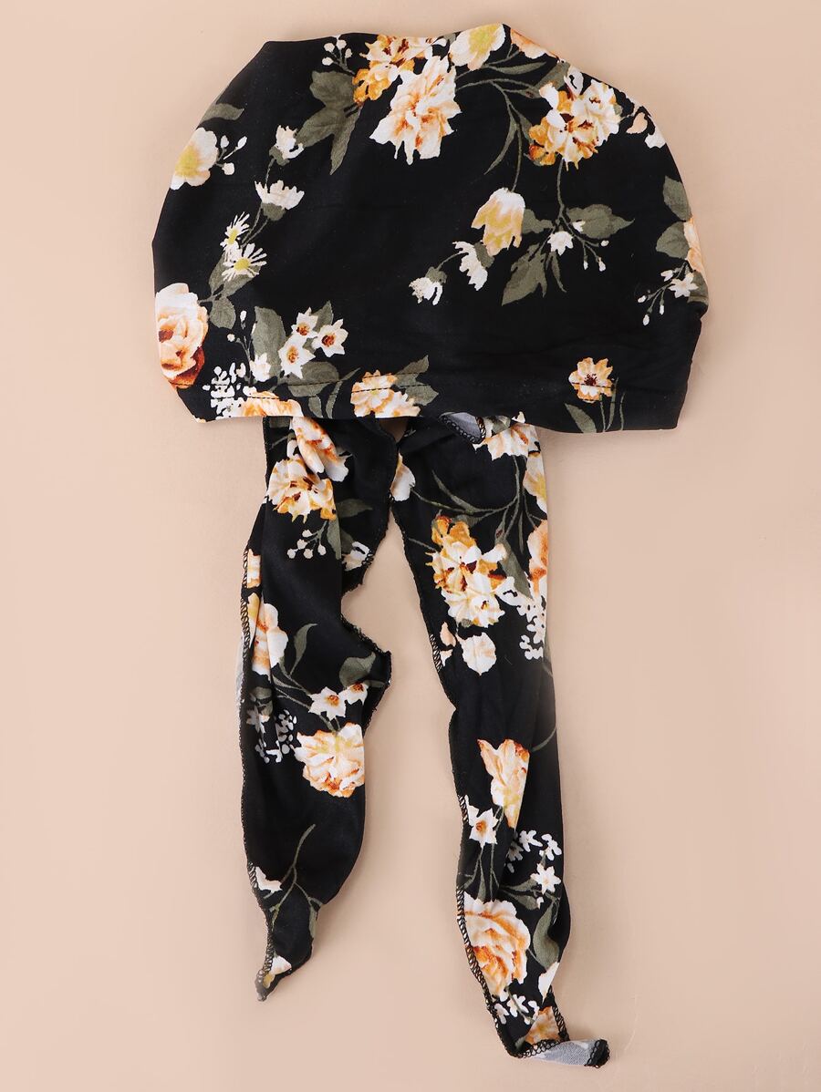 Floral Print Long Tail Head Wrap Boho Silk Bonnet Satin Bonnet | SHEIN USA