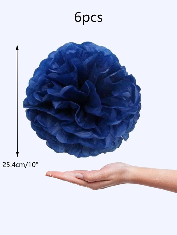 6pcs/set 10inch Paper Tissue Paper Pom Pom, Modern Royal Blue Paper ...