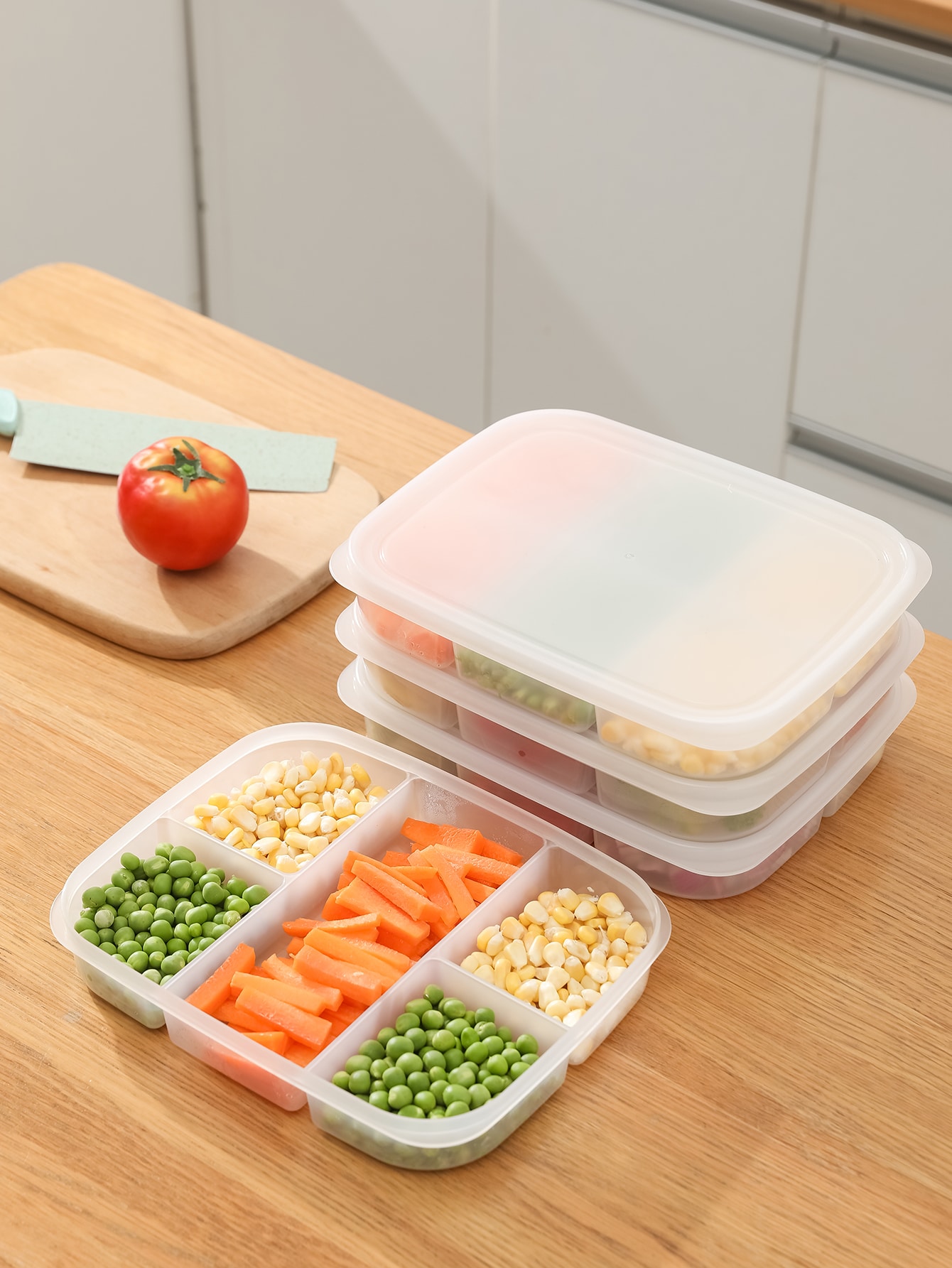 1pc PP Food Storage Box, Minimalist Transparent Multi-grid Food Storage ...