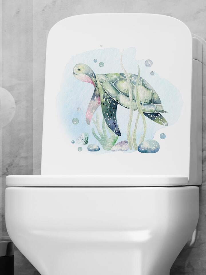 1pc PVC Turtle Pattern Toilet Lid Decal, Modern Toilet Stool Commode ...