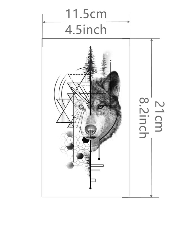 1 Sheet Wolf Tattoo Sticker Waterproof Long Lasting Temporary Tattoo ...