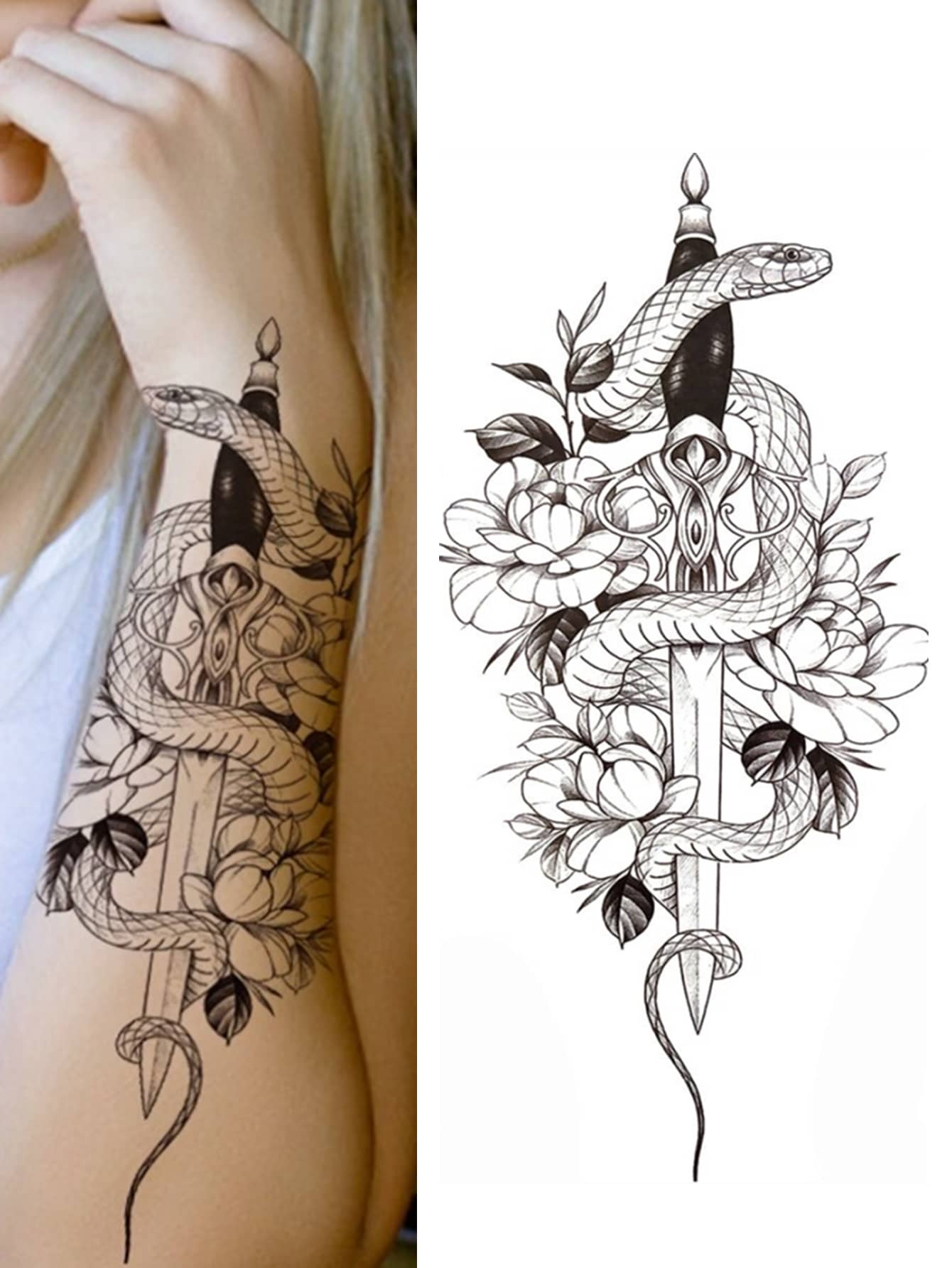 Tattoo Sticker,1 Sheet Snake Pattern Temporary Tattoos For Men,Tattoo ...