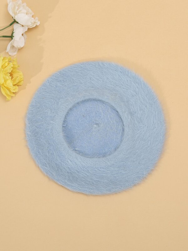 Solid Fuzzy Beret | SHEIN USA
