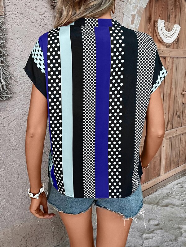 Shein Lune Polka Dot Print Batwing Sleeve Popover Blouse Shein Usa