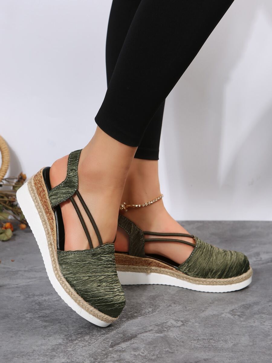 Women Espadrille Sole Wedge Shoes, Vacation Outdoor Fabric Court Wedges ...