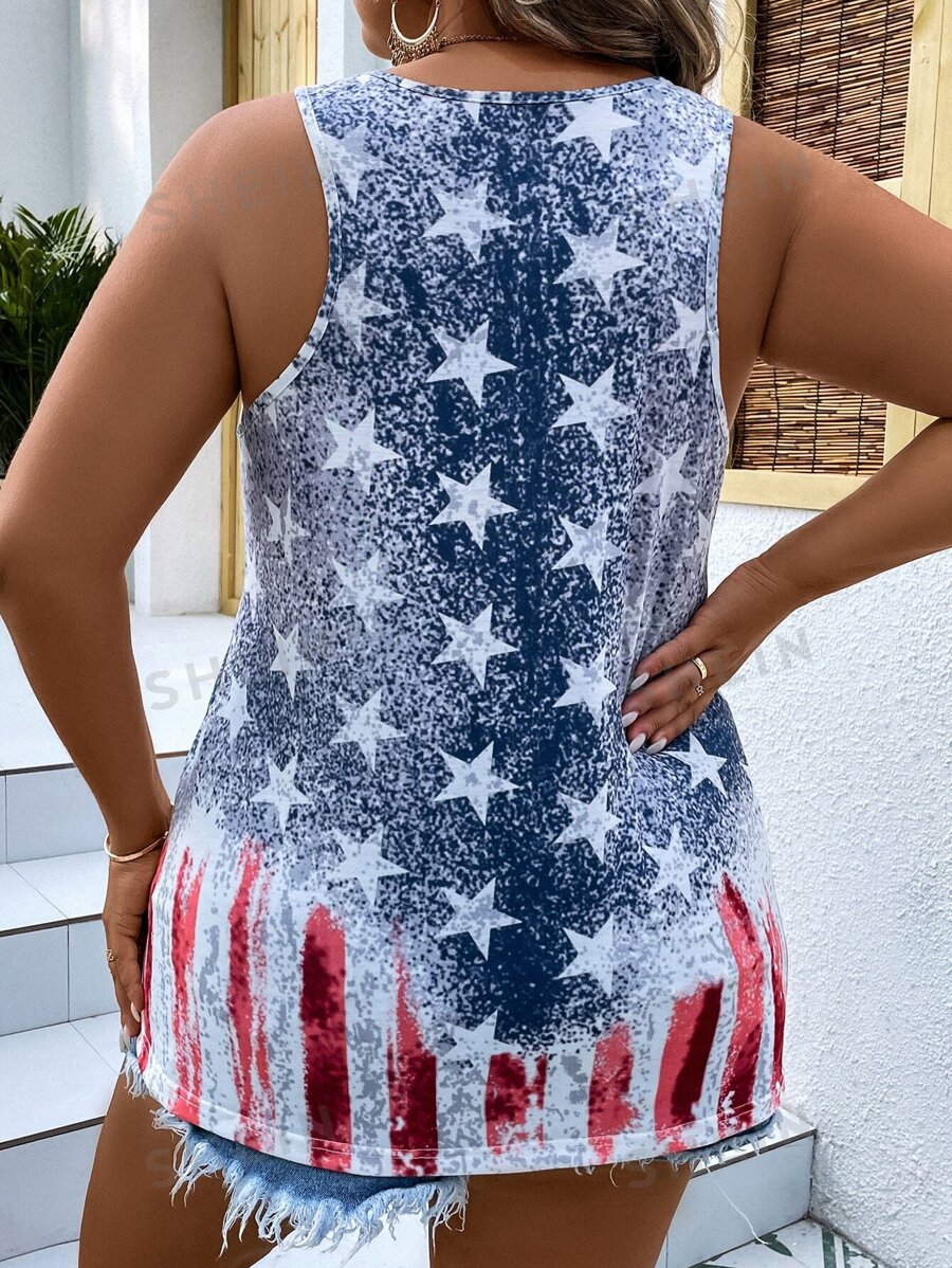 SHEIN LUNE Plus Star Print Tank Top | SHEIN USA
