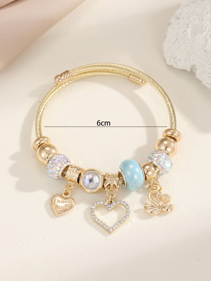 Rhinestone Heart Charm Bangle | SHEIN USA