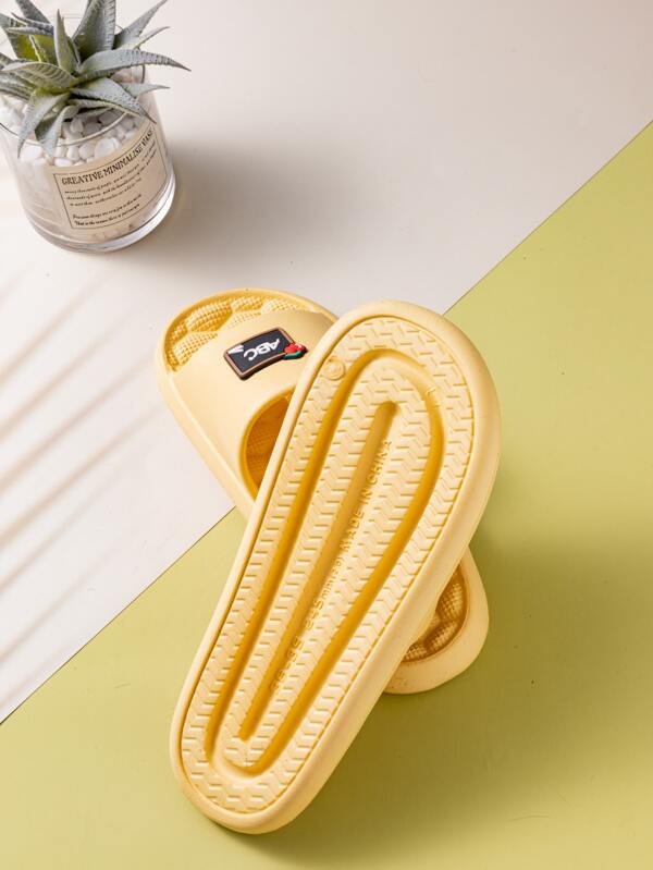 Women Letter Decor Slides, Preppy Yellow EVA Slides | SHEIN UK