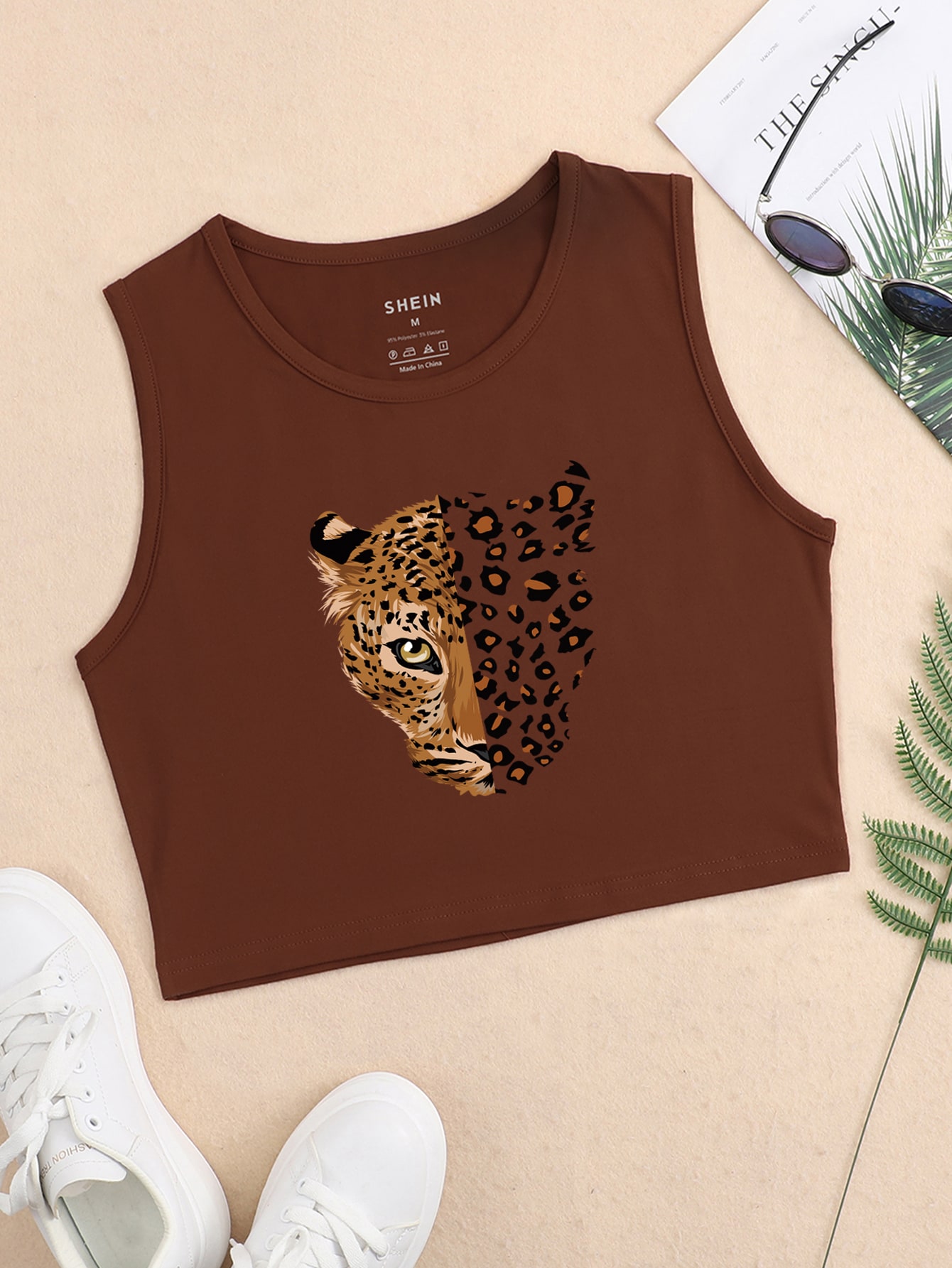 SHEIN LUNE Animal & Leopard Print Crop Tank Top | SHEIN USA