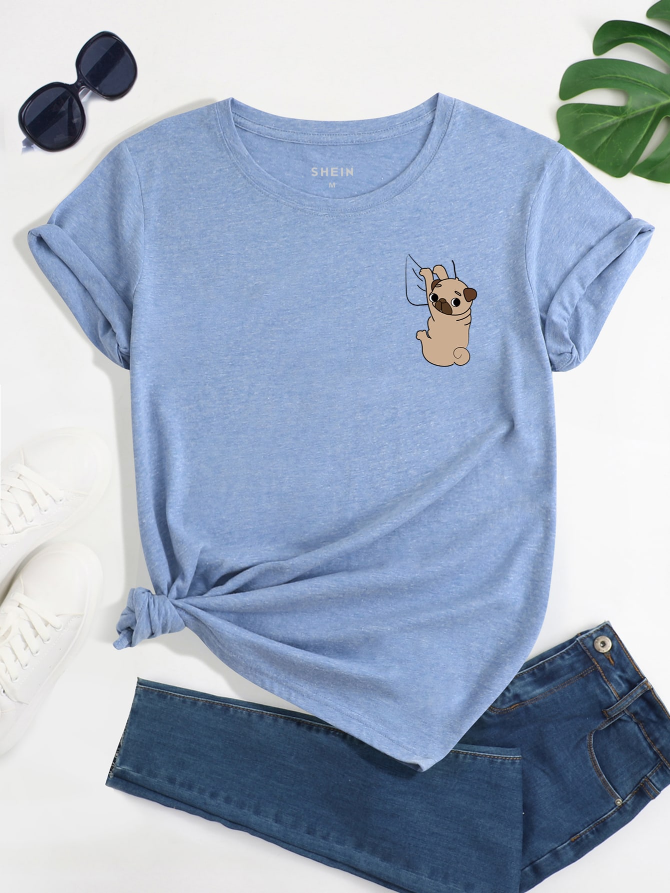 SHEIN LUNE Dog Print Tee | SHEIN USA