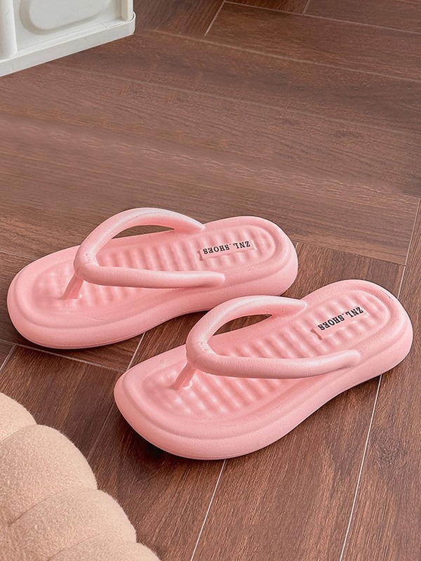 Preppy Pink Flip Flops For Women, Letter Graphic Toe Post Design ...