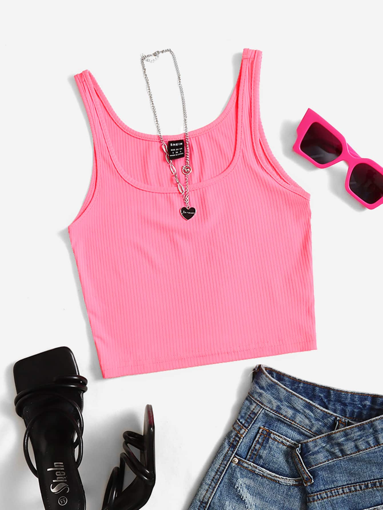 SHEIN EZwear Rib-knit Crop Tank Top | SHEIN USA