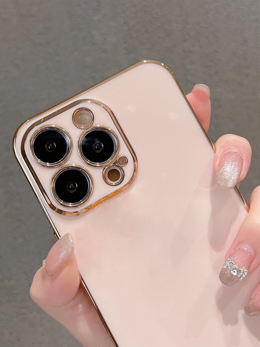 Iphone 16 Pink Anti-Fall Plating Phone Case Compatible With IPhone 15/15Pro/15Plus/15Promax ...