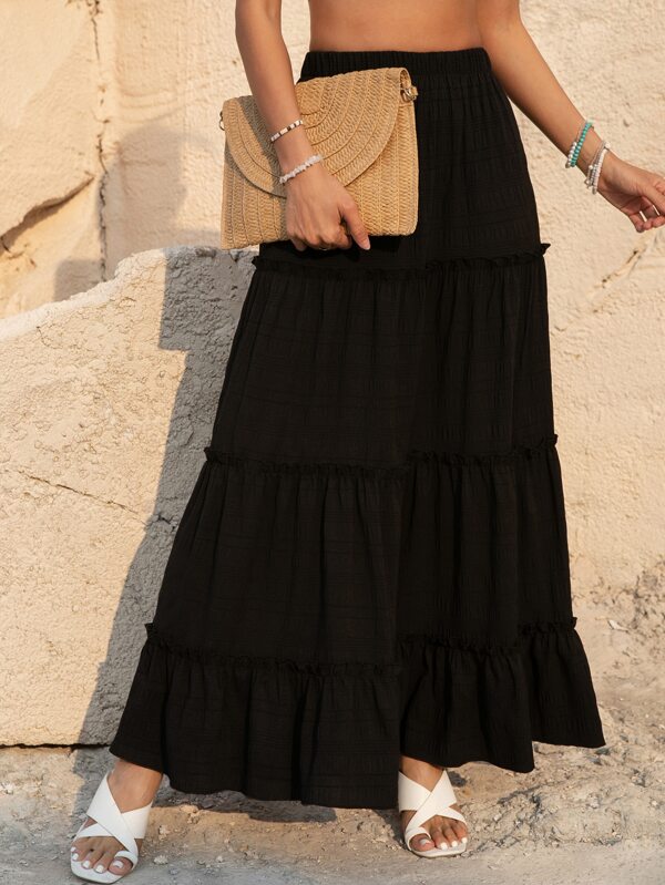 SHEIN VCAY Solid Ruffle Hem Skirt | SHEIN UK