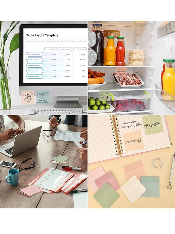 6pcs 3 X 3 Inch Transparent Sticky Note, Basics School Easy To Post ...