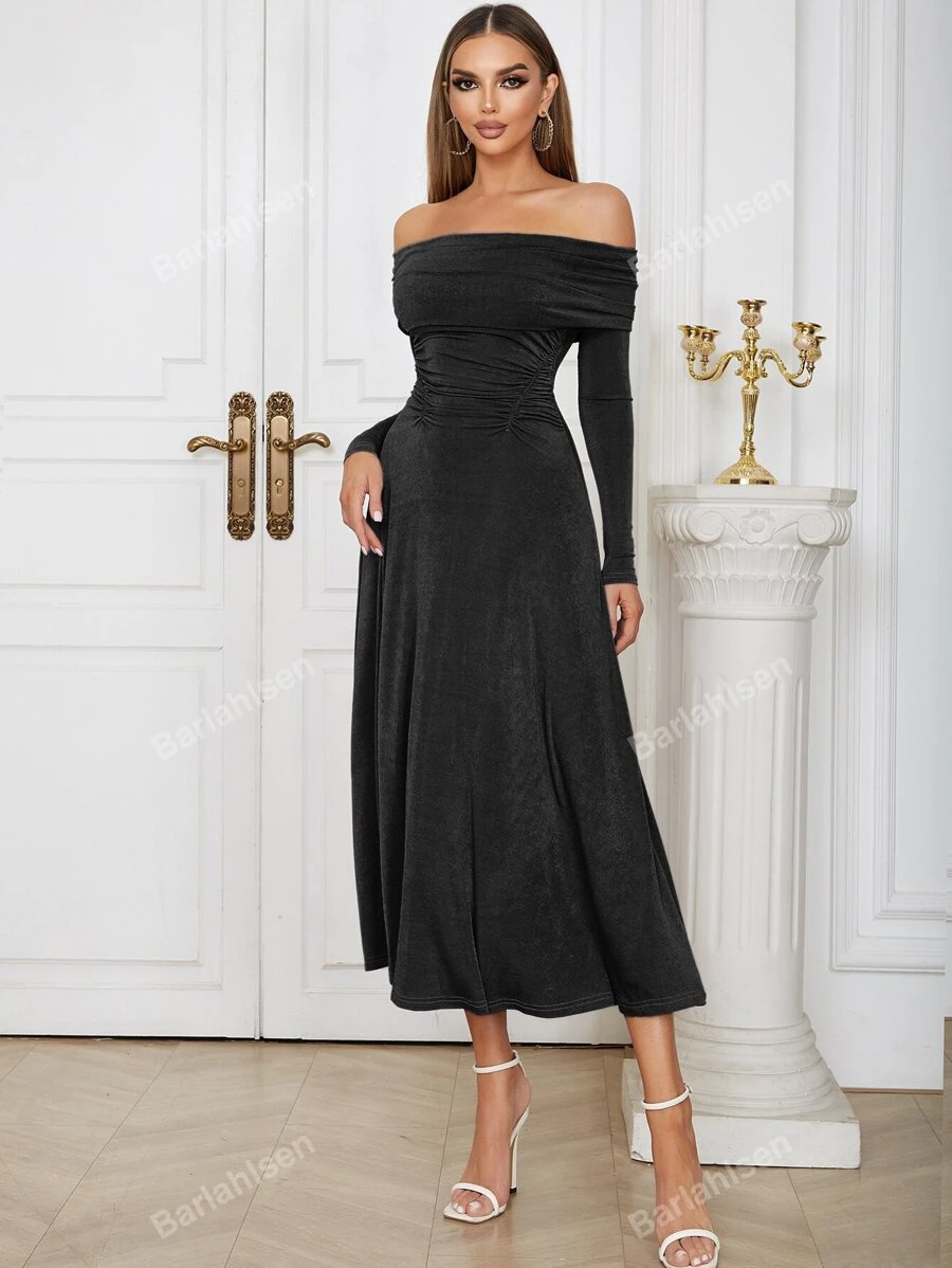 Off Shoulder Ruched Dress | SHEIN USA