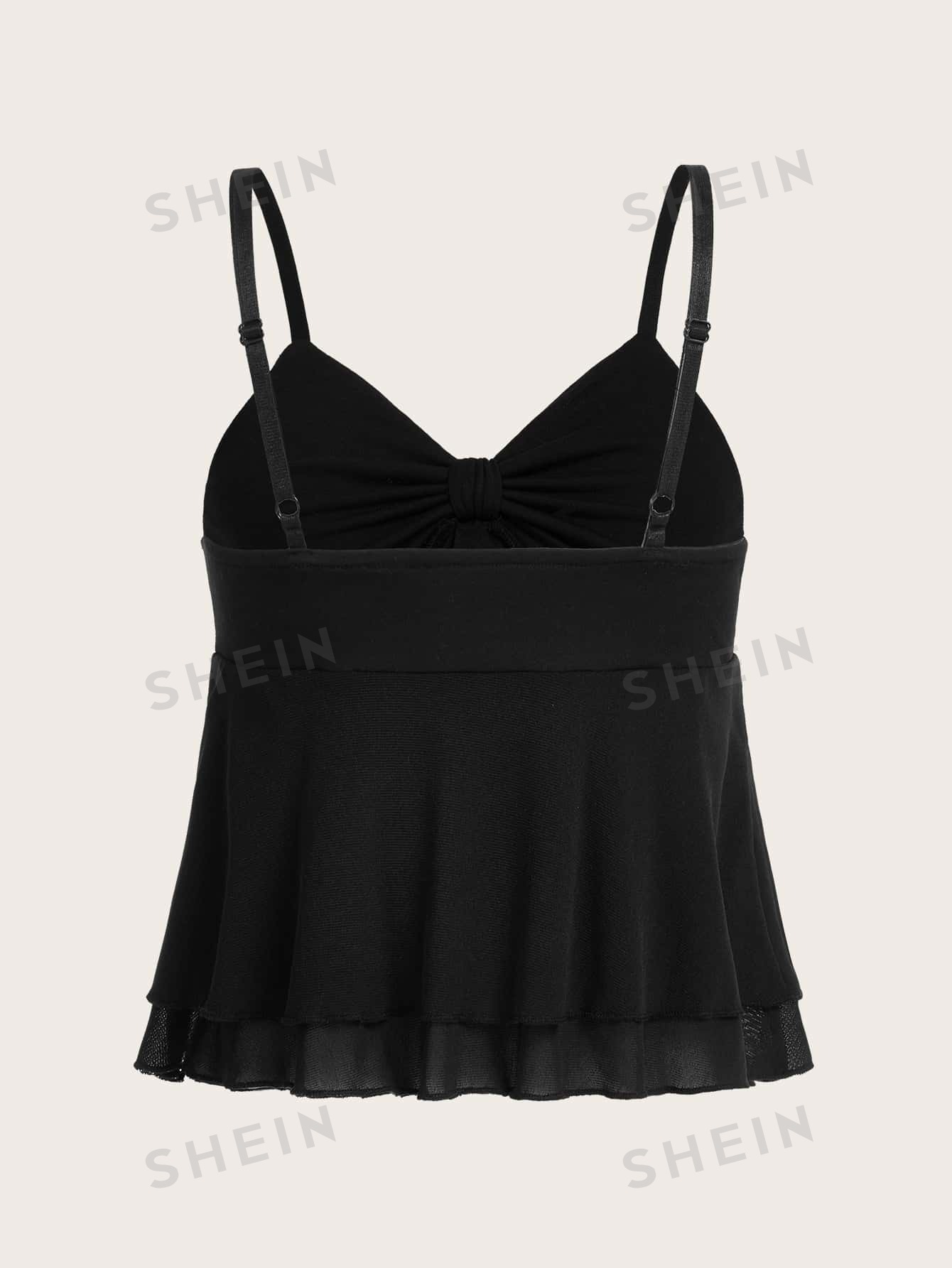 ROMWE Goth Solid Knot Front Cami Top | SHEIN UK