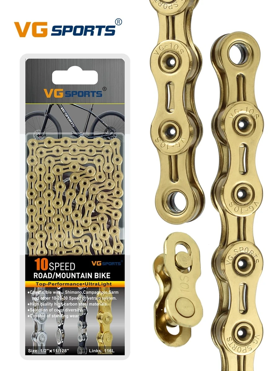 VG Sports Bicycle Chain 10 Speed 10s Full Hollow Titanium MTB Mountain ...