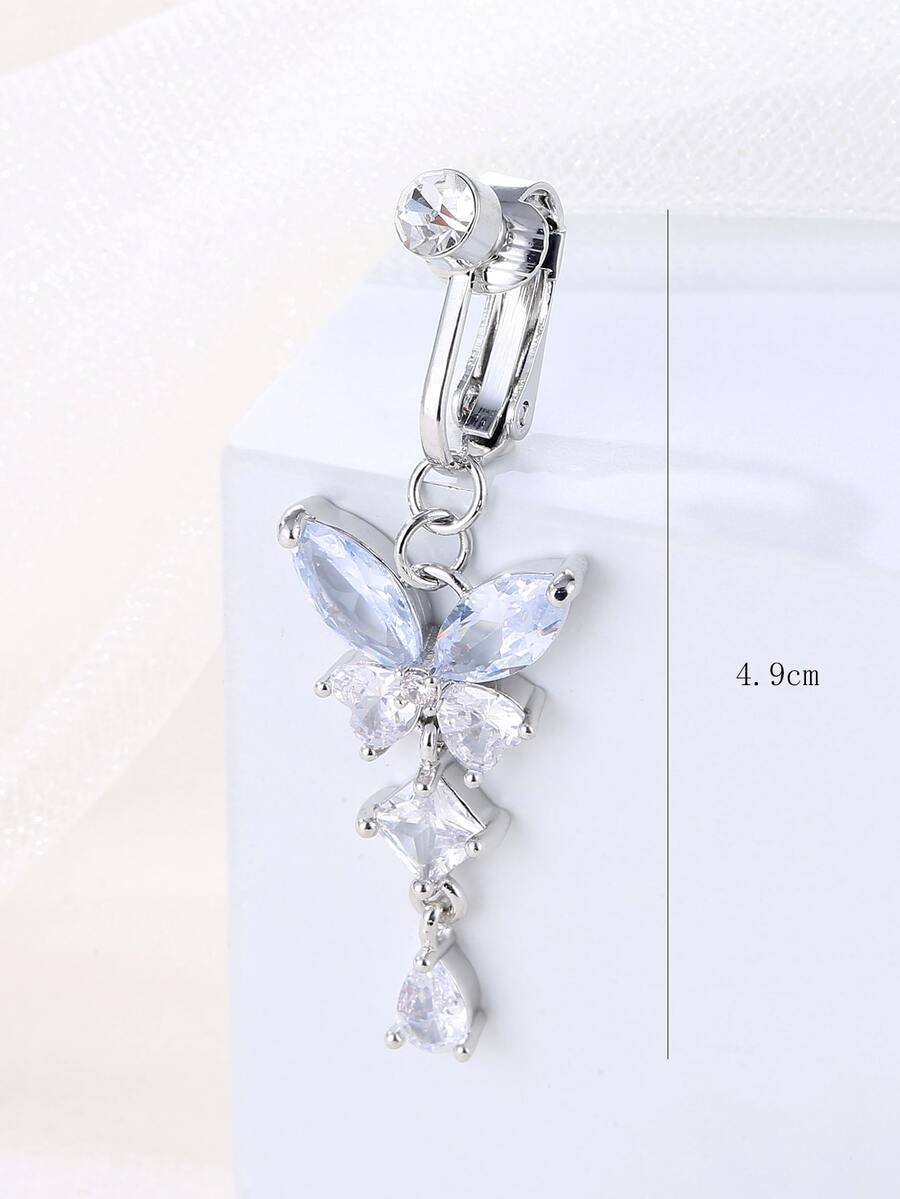 Perfect Piercing Rhinestone Butterfly Decor Navel Belly Ring Copper ...