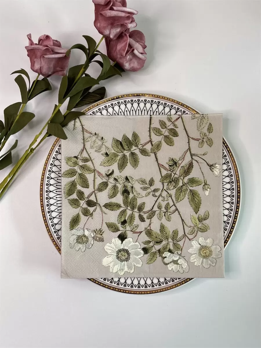 20pcs Paper Disposable Napkin, Floral & Plant Pattern Paper Napkin For ...