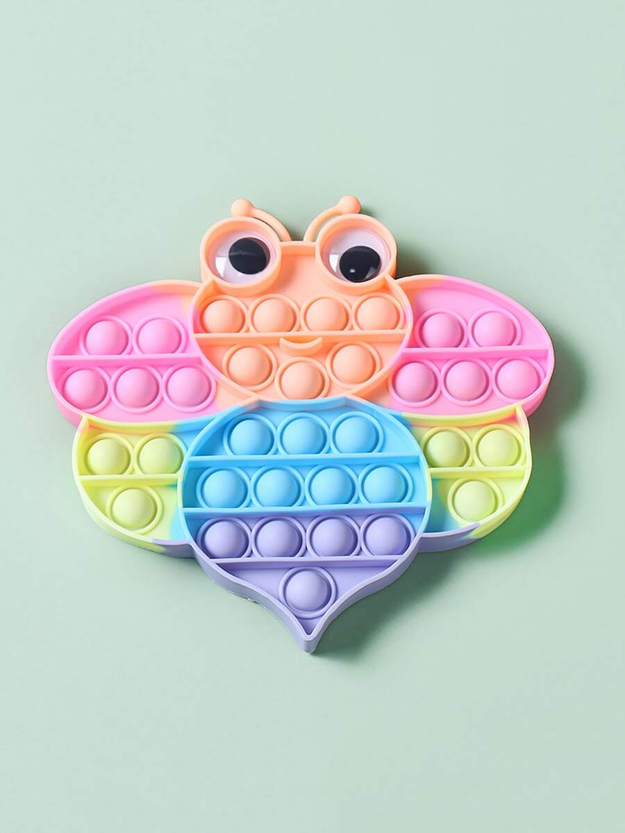1pc Bee Shaped Push Pop Bubble, Cartoon Color Block Insect Shaped Push ...