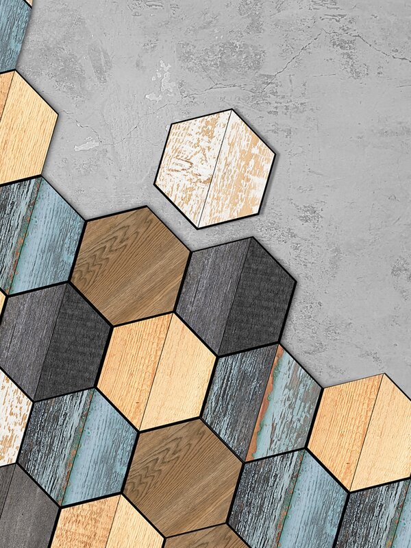 11pcs Geometric Pattern Floor Sticker, Modern PVC Peel Stick Floor Tile ...