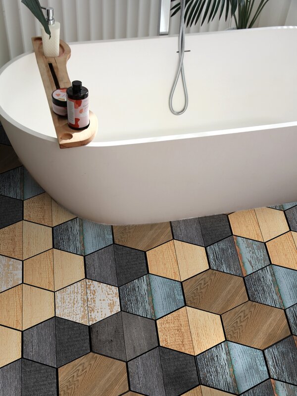 11pcs Geometric Pattern Floor Sticker, Modern PVC Peel Stick Floor Tile ...