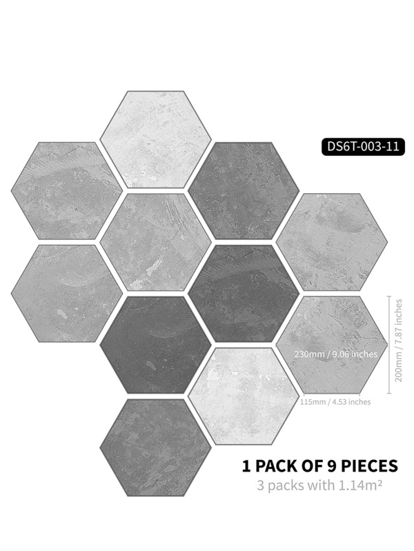 11pcs Geometric Pattern Floor Sticker, Modern PVC Peel Stick Floor Tile ...