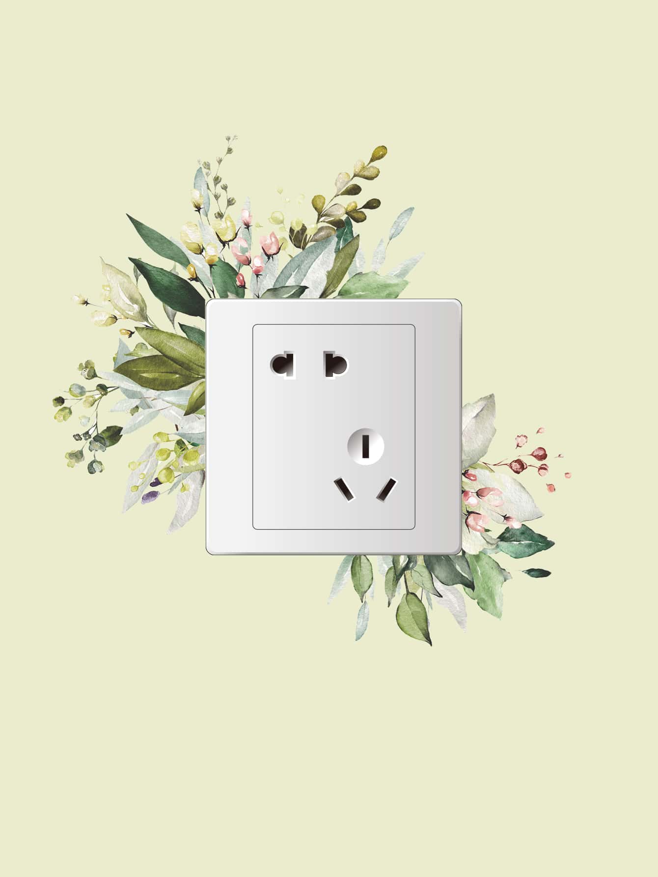 1pc PVC Switch Outlet Wall Sticker, Modern Plant Pattern Switch Sticker ...
